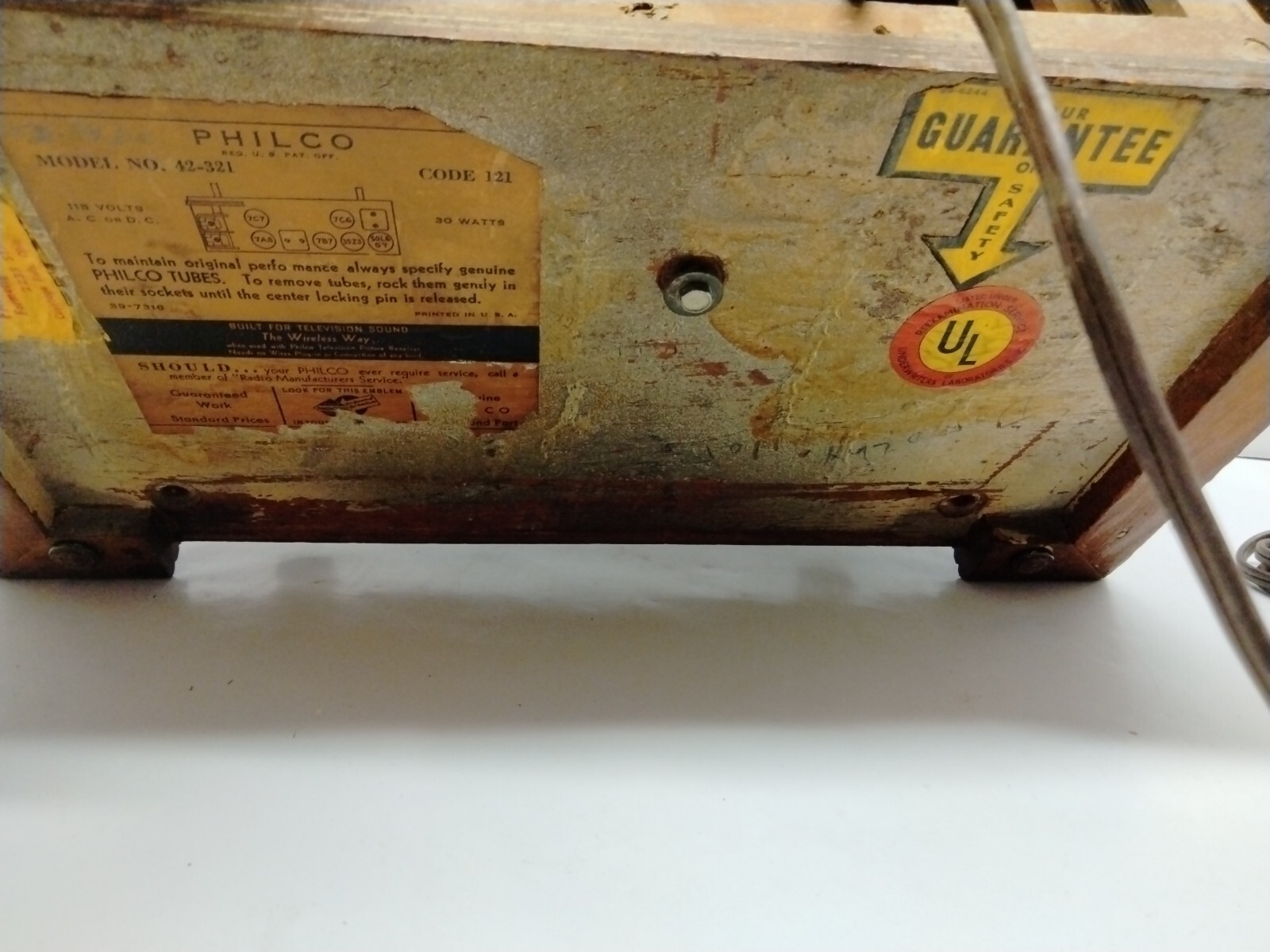 Philco Tube Radio Broadcast Receiver Tuner Powers On Model 42-321 ...