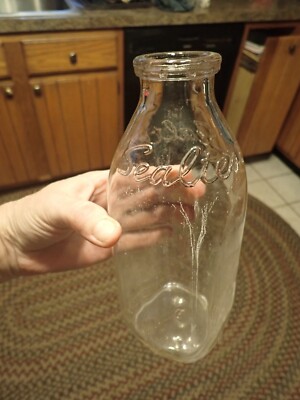 Vintage Sealtest One Pint Glass Milk Bottle 9" tall clear glass ...