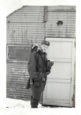 Snapshot B/W Photo 1960 Korea U S Army Soldier Winter Gear 127 Signal ...