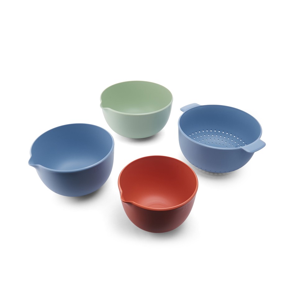 Mixing Bowls and Colander Set Sage Cinnamon and Blue Icing by Drew ...