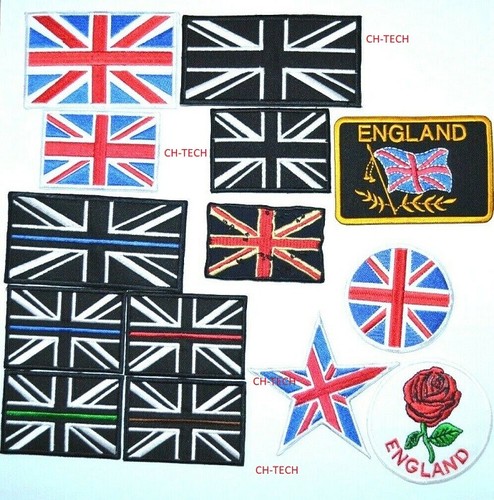 Union Jack British Embroidered Patch Iron On Sew Black UK Police ...