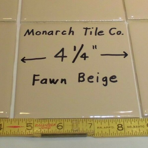 1 pc. Glossy Ceramic Tile *Fawn Beige* 4-1/4" by Monarch Tile Co. U.S.A ...