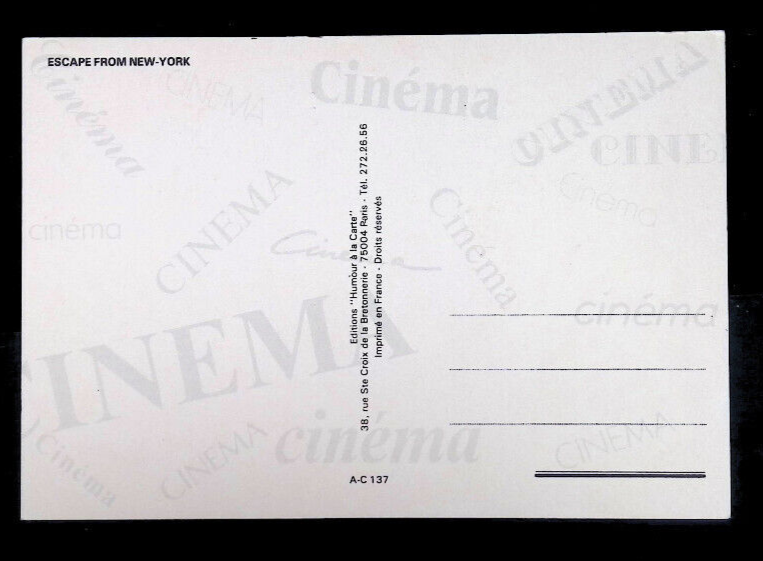 Escape From New York 1981 Rare 1980s Movie Poster Postcard Film Kurt ...