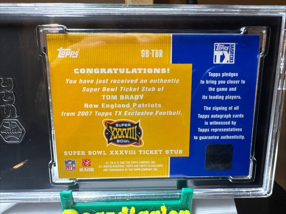 2007 Topps Exclusive Tom Brady AUTO Super Bowl Ticket Auto SGC 8.5 Auto ...