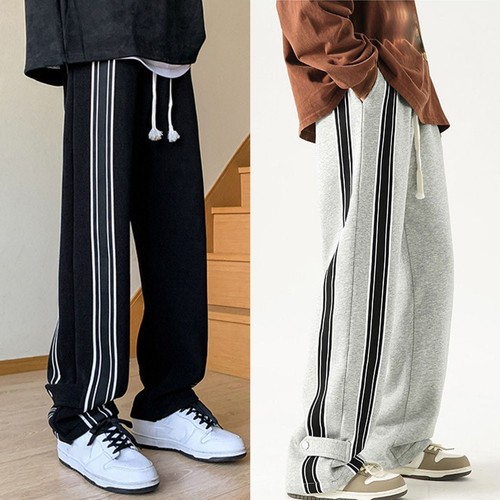 Pantalon de jogging décontracté coréen pour homme avec rayures ...
