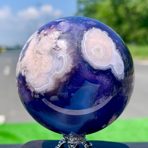 242G Natural Blue Cherry Blossoms agate Crystal Sphere Quartz Mineral ...