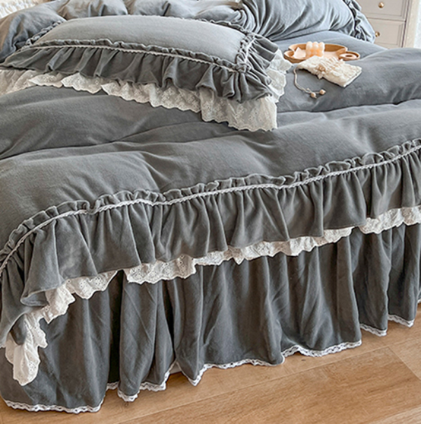 2X Lace Ruffle Fleece Pillow Cases Bedroom Warm Comfort Pillowcases ...