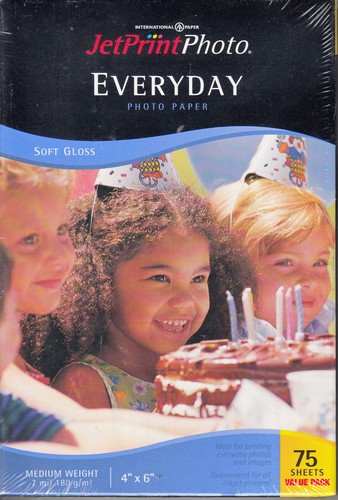Jet Print Photo Paper Everyday Soft Gloss 4×6Medium Weight 75 Sheets ...