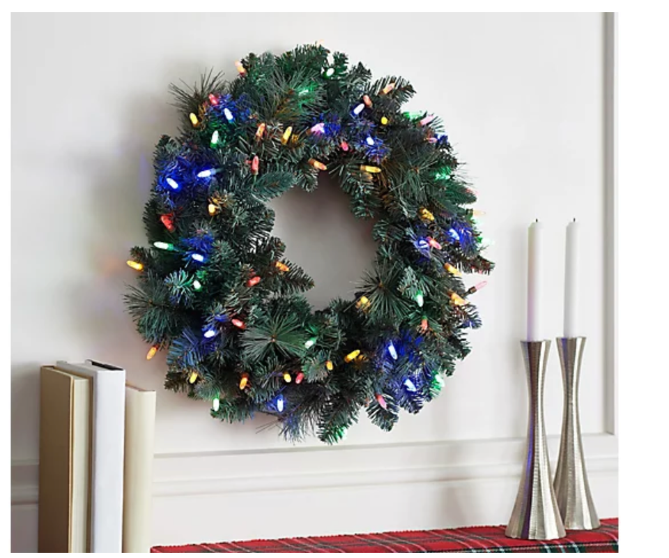 Bethlehem Lights 24" Overlit Wreath w/ Color Flip LEDs- Green Christmas ...