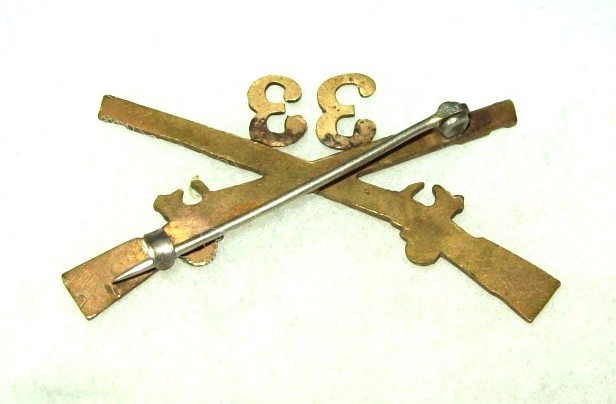 ORIGINAL PRE-WW1 US 33rd INFANTRY REGIMENT OFFICER COLLAR INSIGNIA PIN ...