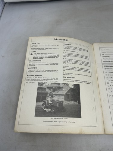 USED John Deere 316, 318 And 420 Lawn And Garden Tractors Operator's ...