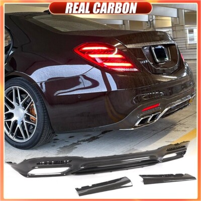 For Mercedes Benz W222 S63 S65 2016-18 REAL CARBON Rear Bumper Diffuser ...