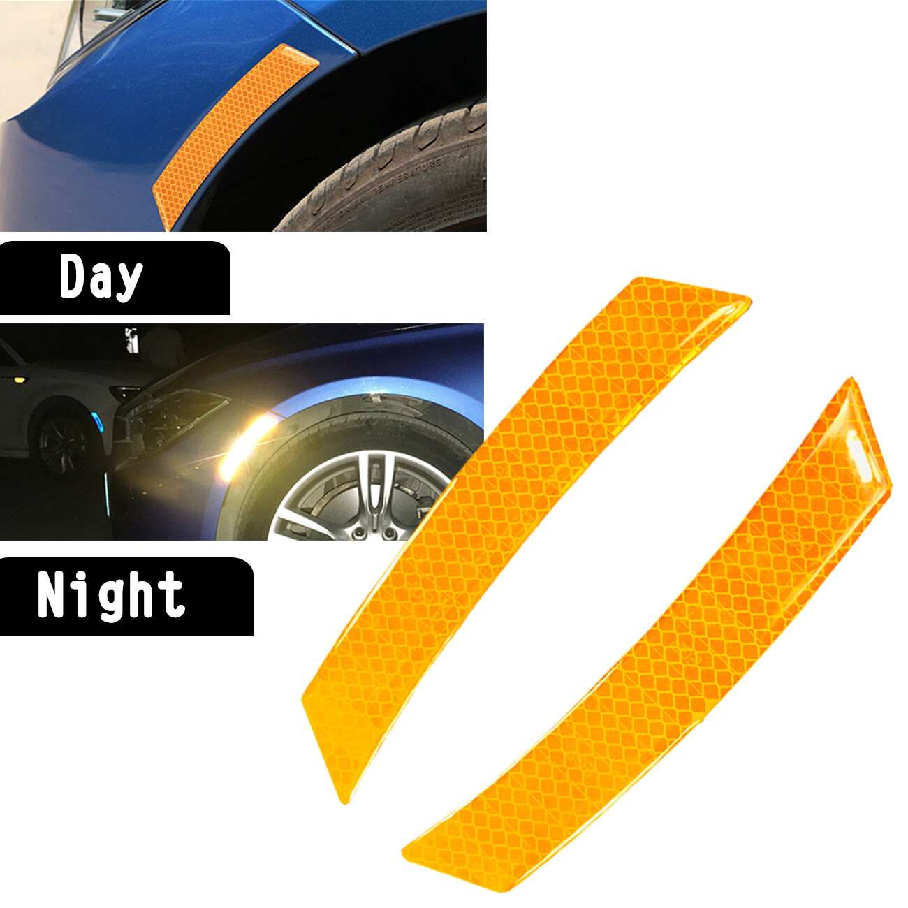 2x Reflective Yellow Racing Anti-collision Bumper Marker Stripe Decal ...
