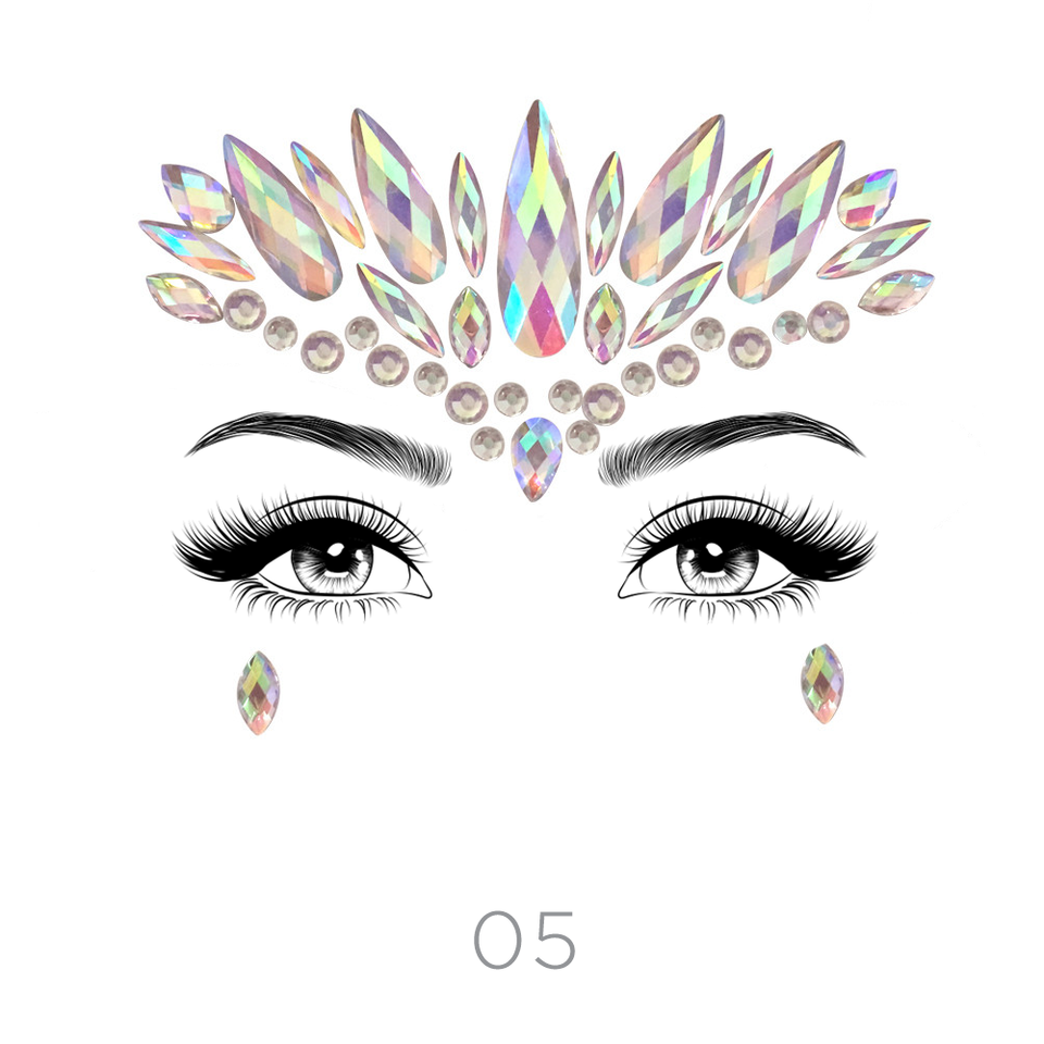 Face Crystal Sticker Eye Crafted Body Jewels Festival Temporary Tattoo ...