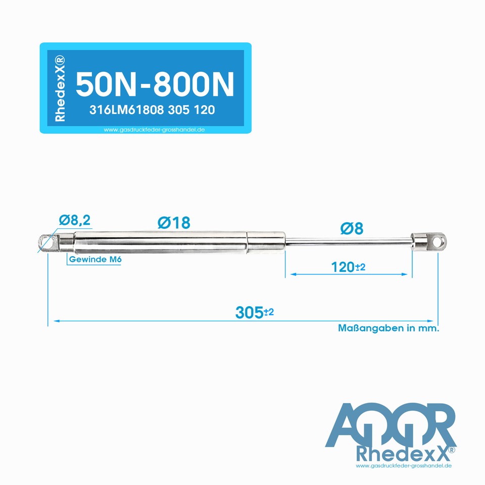 Gas Replacement Stabilus Liftomat Gas Spring Rod End Bearing 305mm ...