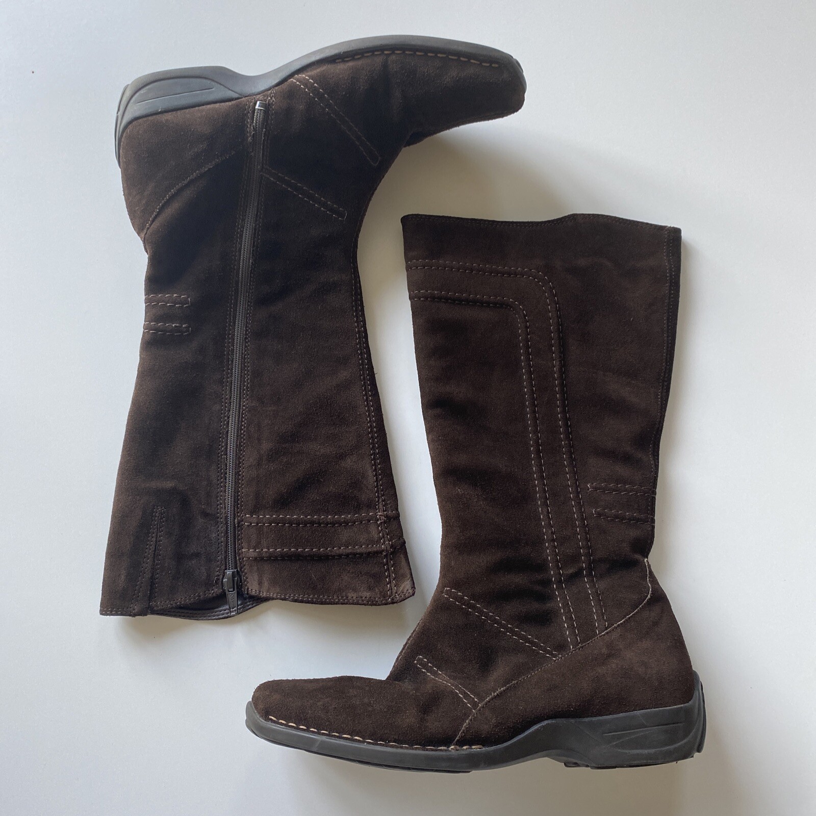 K By Clarks Brown Suede Boots Women Mid Calf Zip Casual Ladies UK Size ...