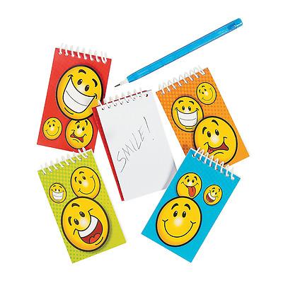 Emoji Party Mini Notepads Smiley Face Spiral Note Pads Favours Pk of 4 ...