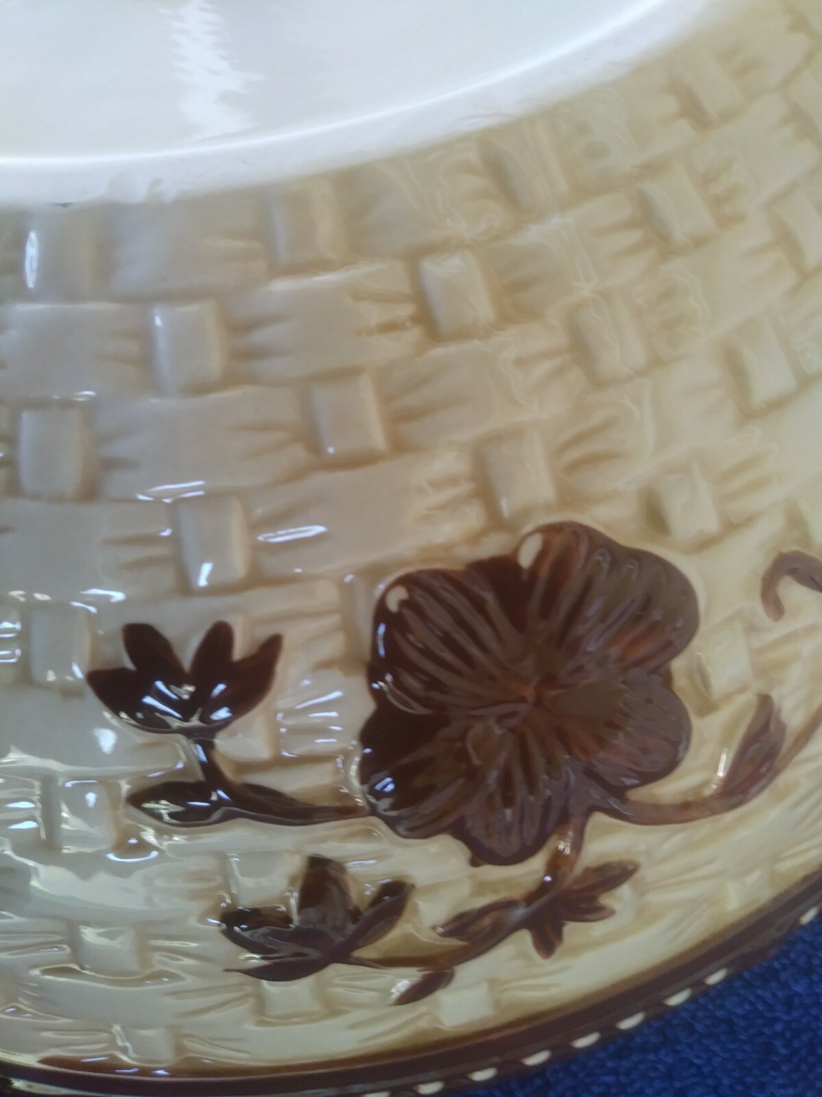 Temptations by Tara Chocolate Floral Lace Basket Weave Large Bowl 6 ...