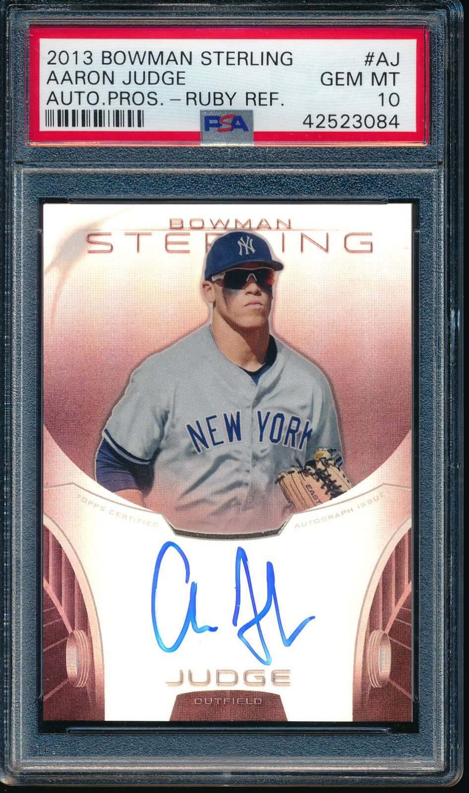 PSA 10 AARON JUDGE AUTO 2013 Bowman Sterling RUBY REFRACTOR #/99 RC GEM ...