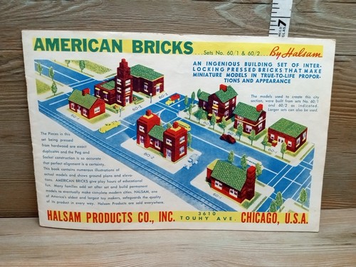Vtg American Bricks Set No. 60/1 Halsam Wood Building Blocks 1940s Box ...