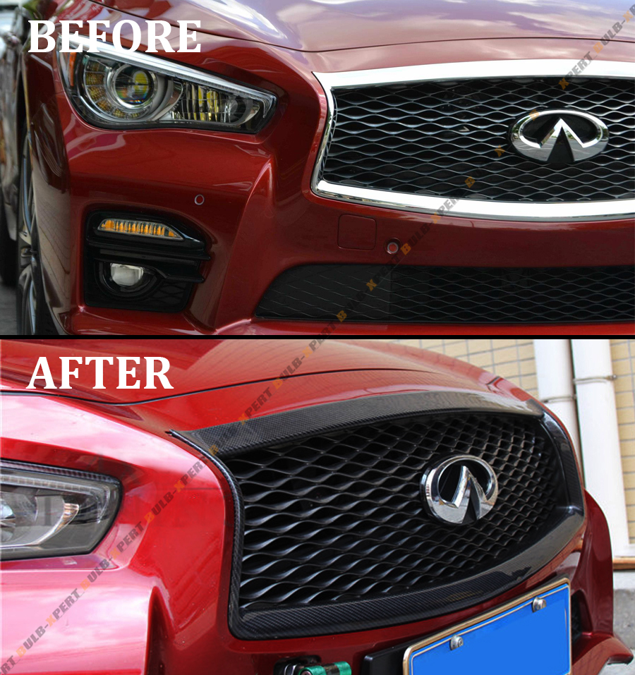 FOR:2014-2017 INFINITI Q50 S CARBON FIBER FRONT GRILL OUTLINE TRIM ...