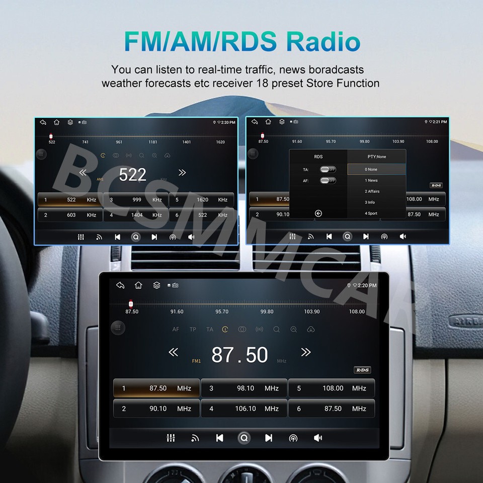 Android 13 Car Stereo Touch Screen Radio GPS Navigation Bluetooth Wifi ...