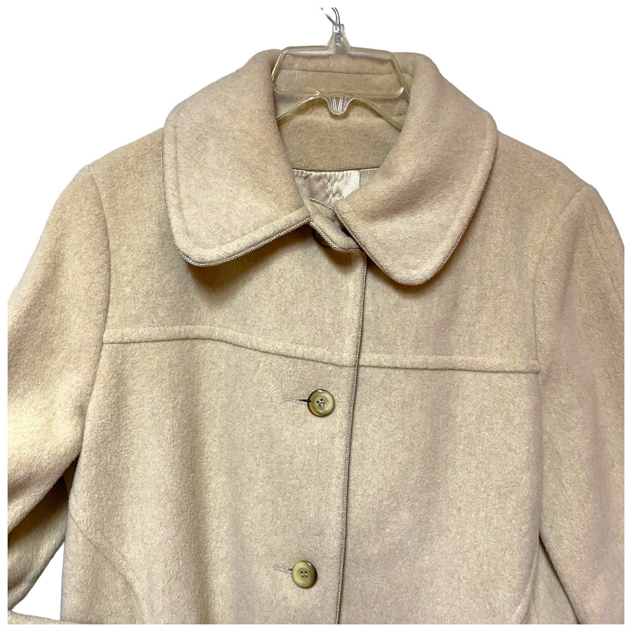 Forecaster Women Size 14 Long Wool Dress Coat Camel Lined Slit Pockets ...