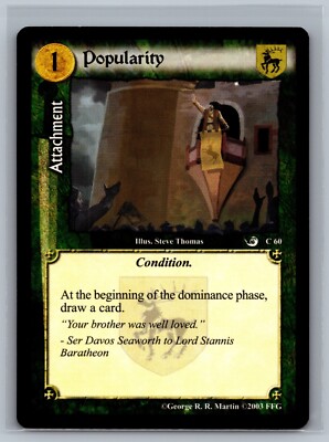 A Game of Thrones CCG Popularity #60 GOT TCG Ice and Fire Edition | eBay