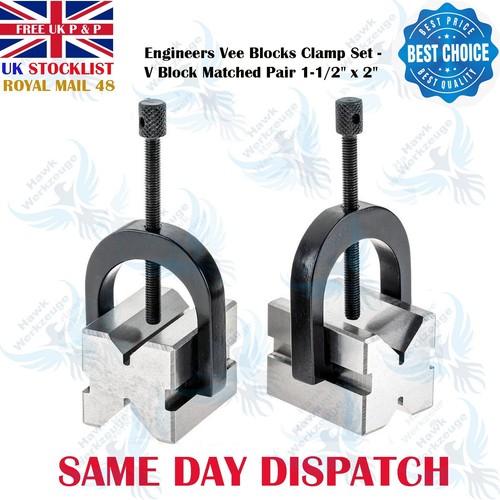 PRECISION ENGINEERS VEE BLOCKS CLAMP SET - V BLOCK MATCHED PAIR 1-1/2 ...