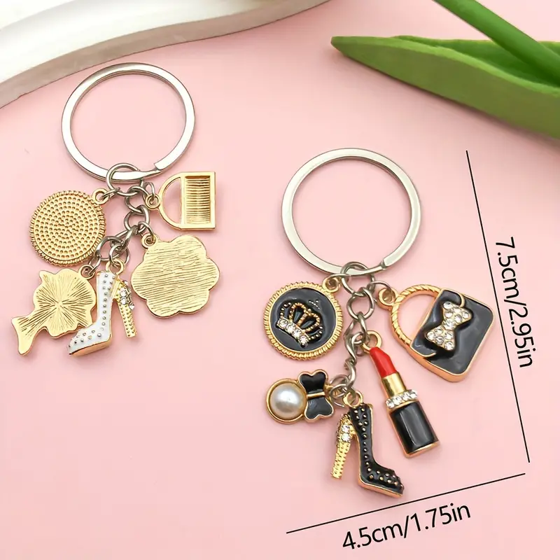 Creative Women Makeup Keychains Fashion Style Lipstick Perfume Keyrings ...