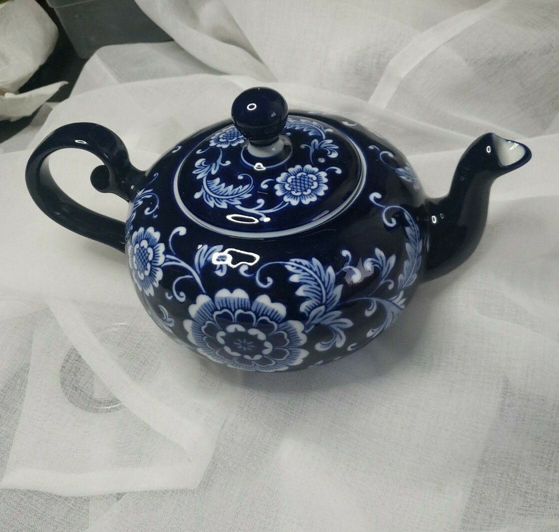 Pier 1 Colbat Blue Mandarin Tea Set - Teapot & 3 Cups | eBay