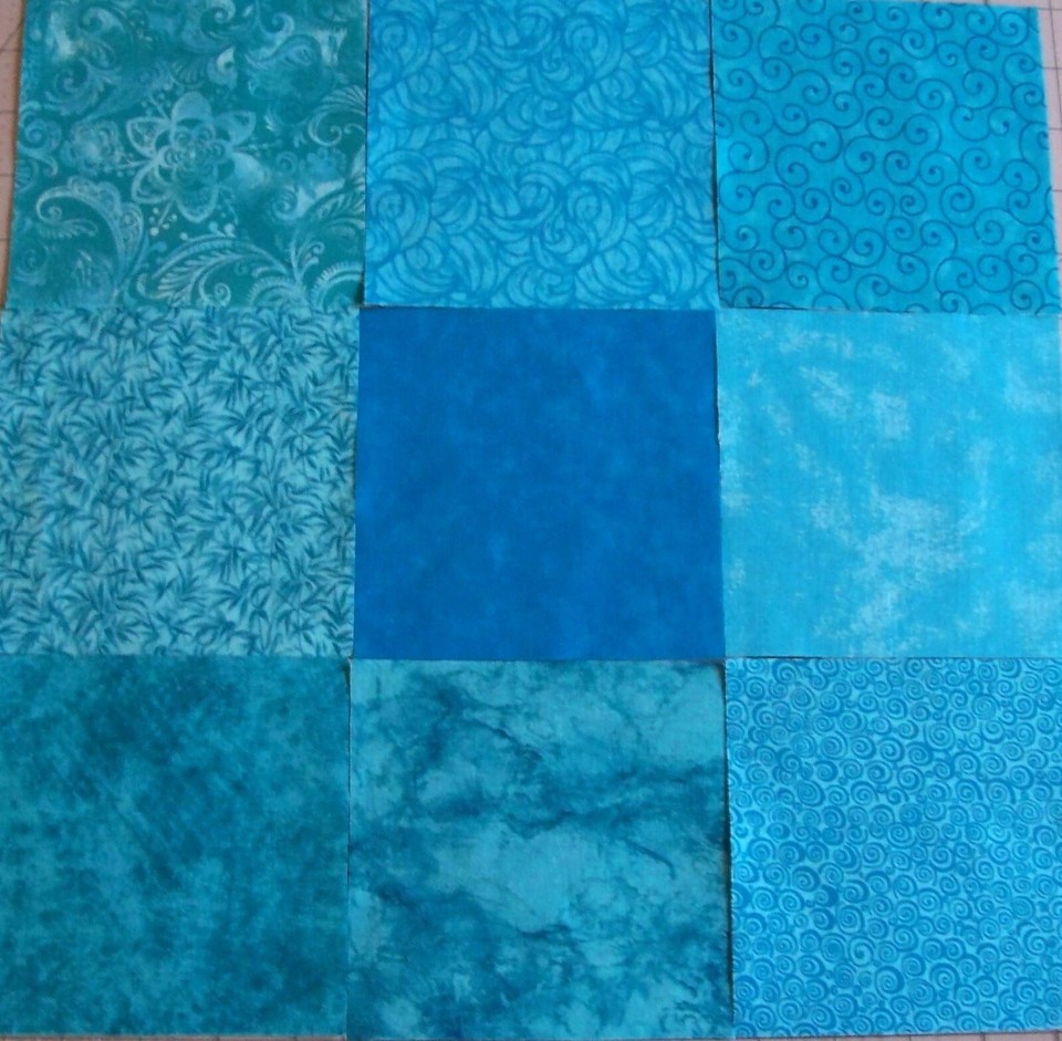 54 Turquoise Blue Calico Fabric 5" Quilting Squares Cotton Charm pack ...