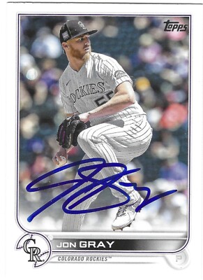 JON GRAY SIGNED AUTOGRAPHED 2022 TOPPS SERIES 1 BASEBALL CARD ROCKIES ...