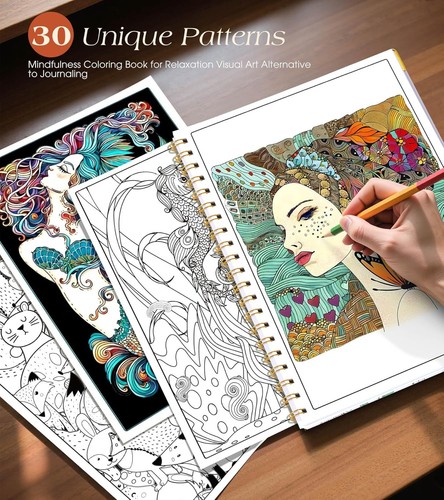 Adult Coloring Book for Women-Hardcover Spiral Bound Coloring Books for ...