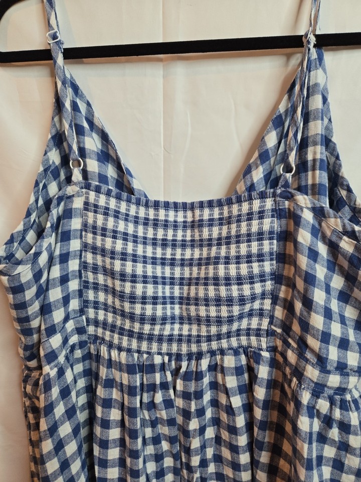 Old Navy Women's Sz 4X Blue/White Check Knot Front Knee Length Sundress ...