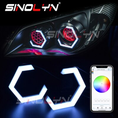 Hexagon LED RGB Angel Eyes Bluetooth Hex Halo Light Rings App ...