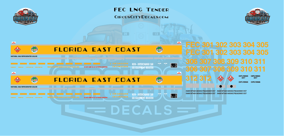 Florida East Coast LGN Liquid Natural Gas Fuel Tender N Scale FEC | eBay