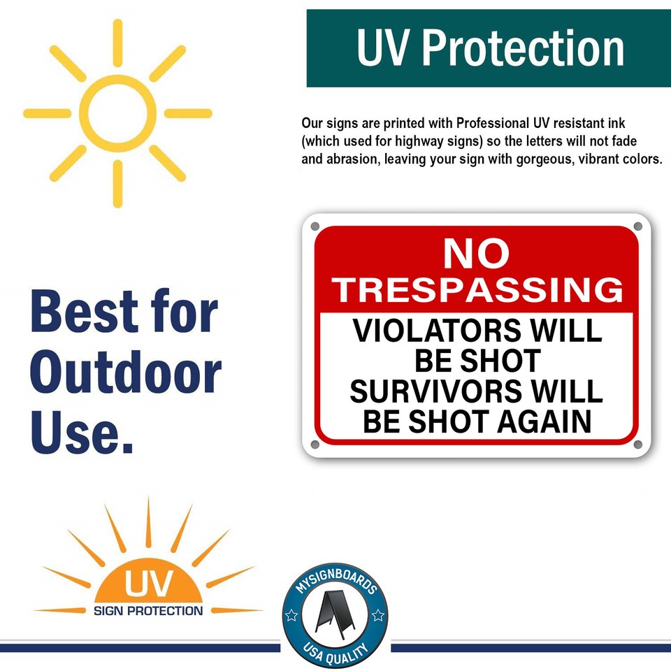 No Trespassing Sign Violators Will Be Shot Survivors Will Be Shot Again ...