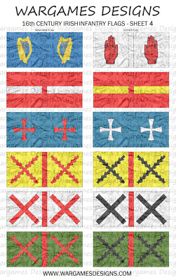 15mm Flags - 15/16th Cent Irish Infantry - Sheet 4 - Pike & Shotte ...