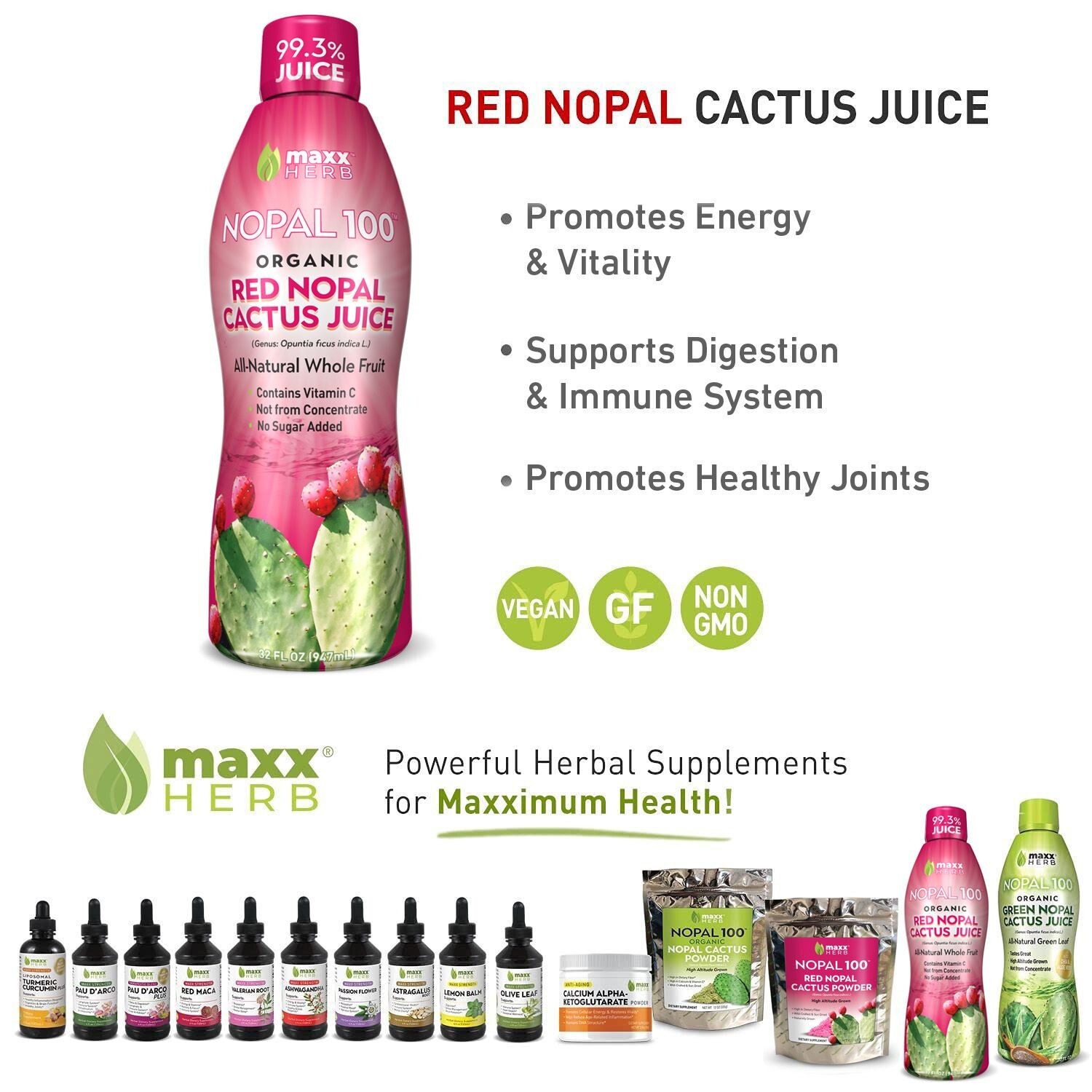 Maxx Herb Red Nopal Cactus Prickly Pear Juice for Joint Support ...