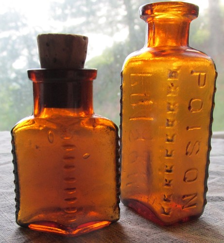 Lot of 2 Small Amber Poison Bottles | eBay