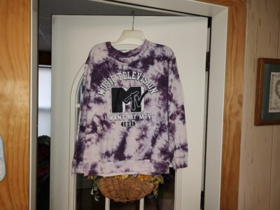 MTV Purple Tie Dye Lightweight Sweatshirt Size Women's L EUC | eBay