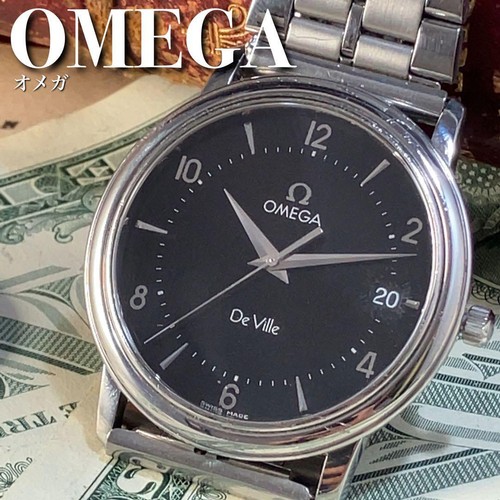 Omega De Ville Vintage Overhaul Black Slv Round Quartz Mens Watch Auth ...