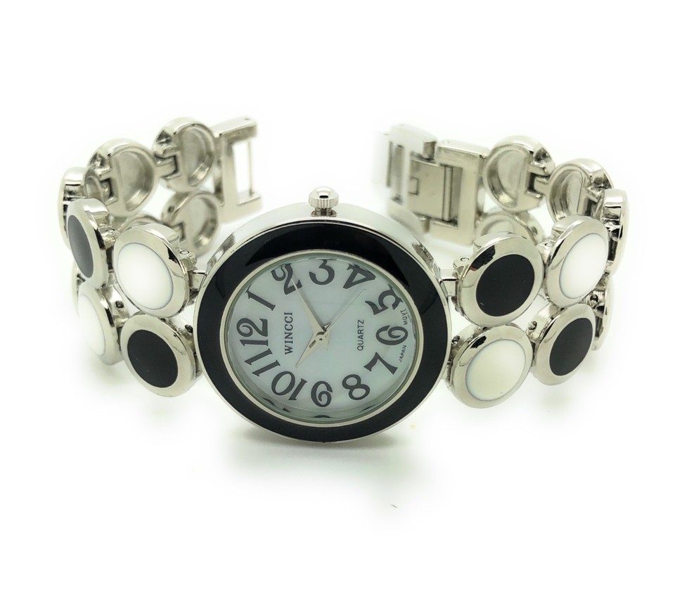 Wincci Ladies Enamel Metal Link Bracelet Fashion Watch Round Case Pear ...