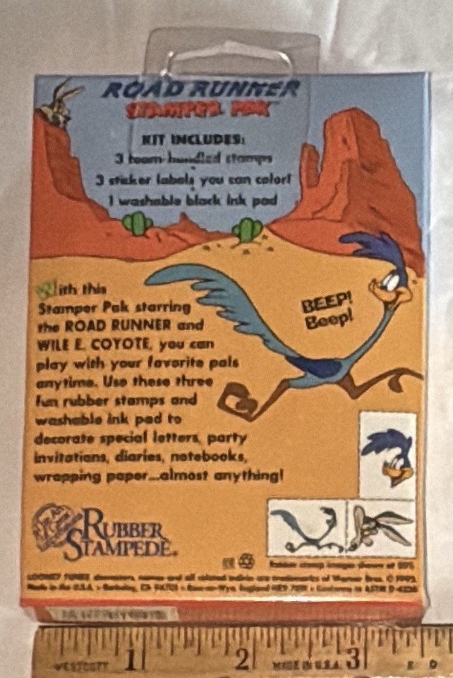 Vintage Road Runner 1995 Looney Tunes Rubber Stampede Stamper Pak ...
