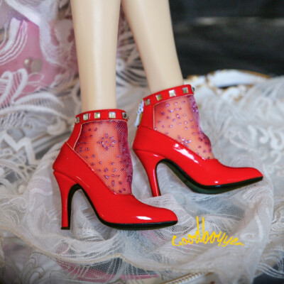 1/3 SD13/GR BJD Doll Shoes Mesh Fabric High Heeled Boots Diamonds Deco ...
