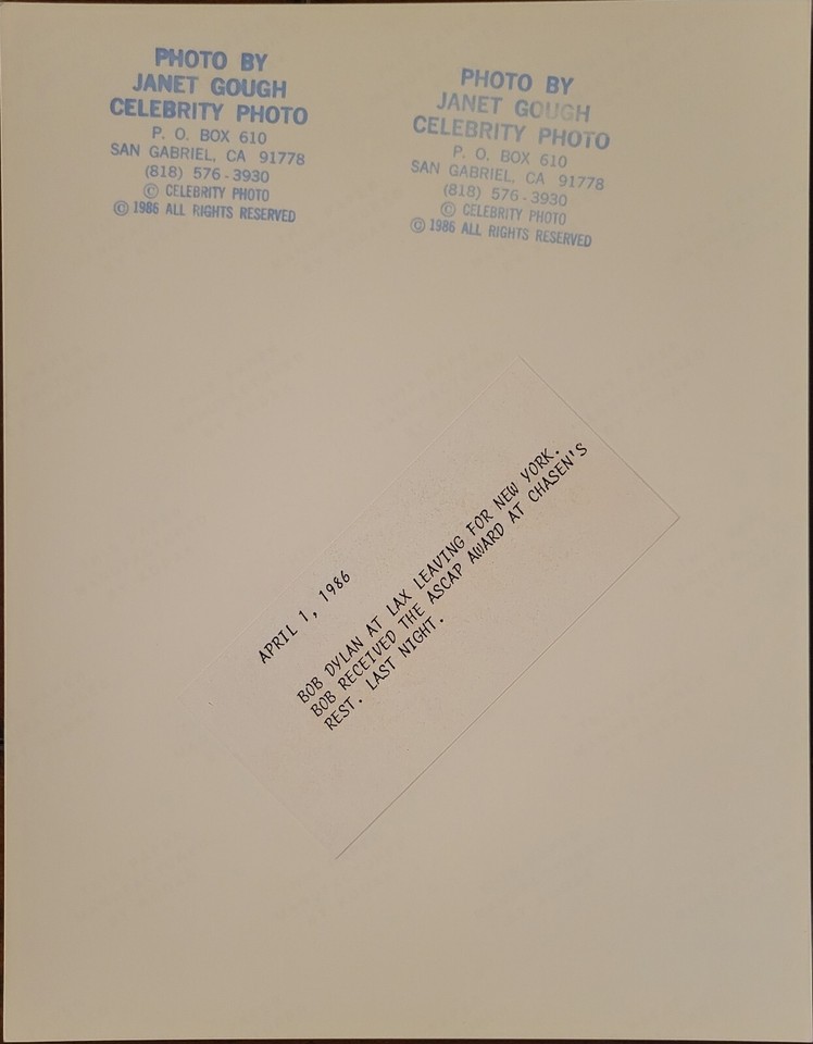 Bob Dylan At LAX, Original Type 1 Photo, 1986, 7x9 Inches. | eBay