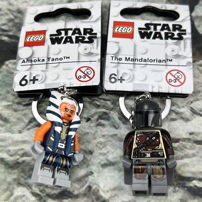LEGO 854124 Mandalorian & 854186 Ahsoka Minifigure Keychain Lot Set ...
