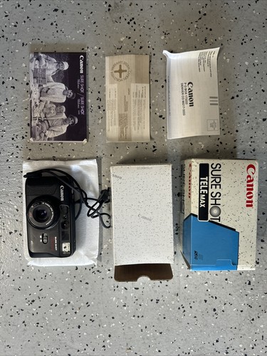 Canon Sure Shot TELEmax 35mm Point & Shoot Film Camera W/Manual & Box ...