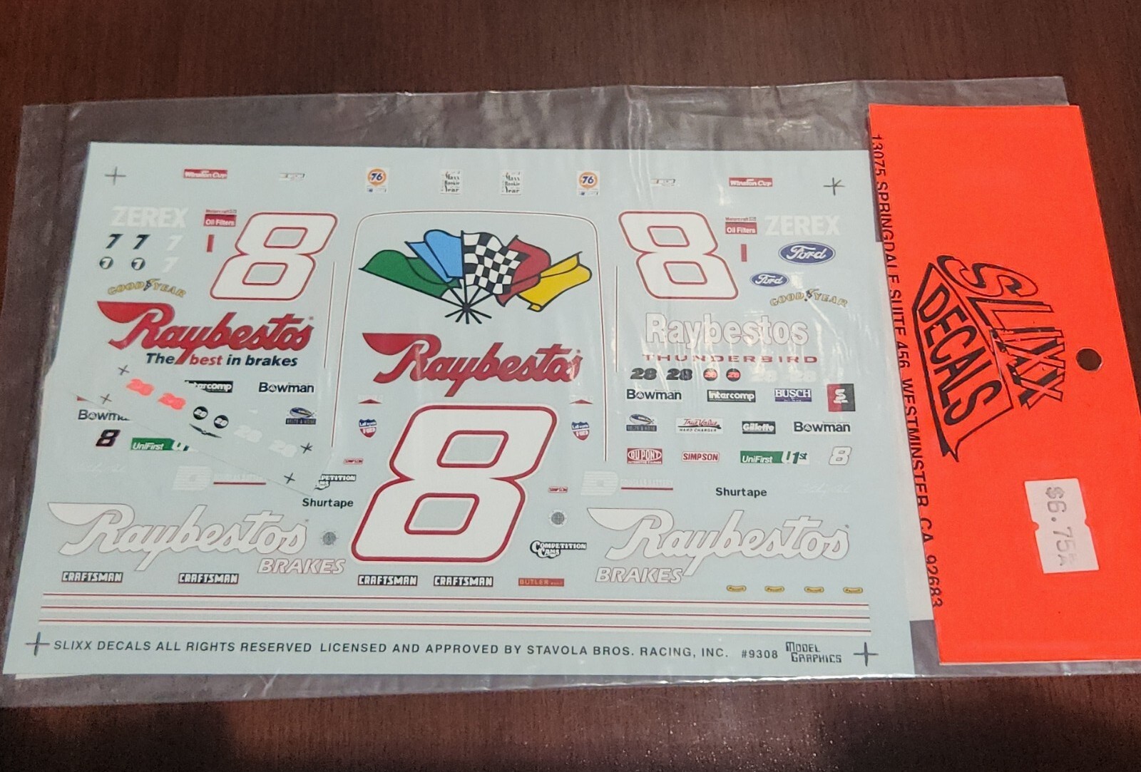 1993 Sterling Marlin #8 Raybestos Ford Car 1:24 Decal - Slixx Decals | eBay